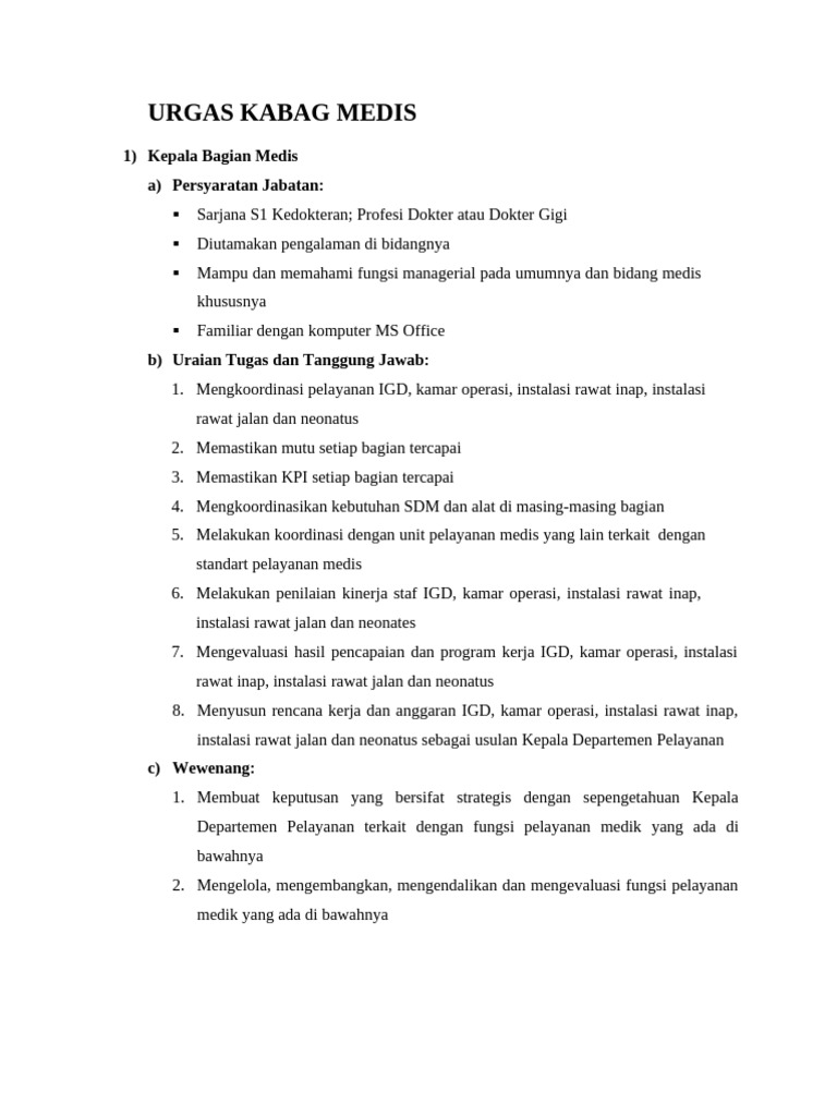 Urgas Kabag Medis | PDF