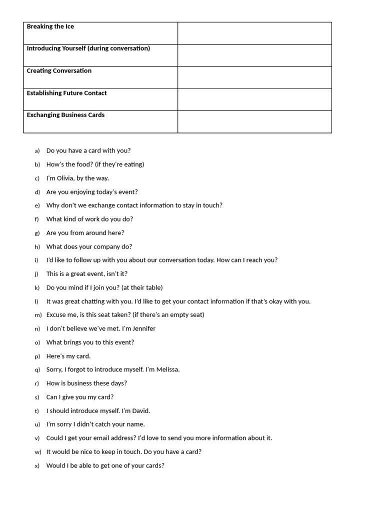 Networking Phrases | PDF