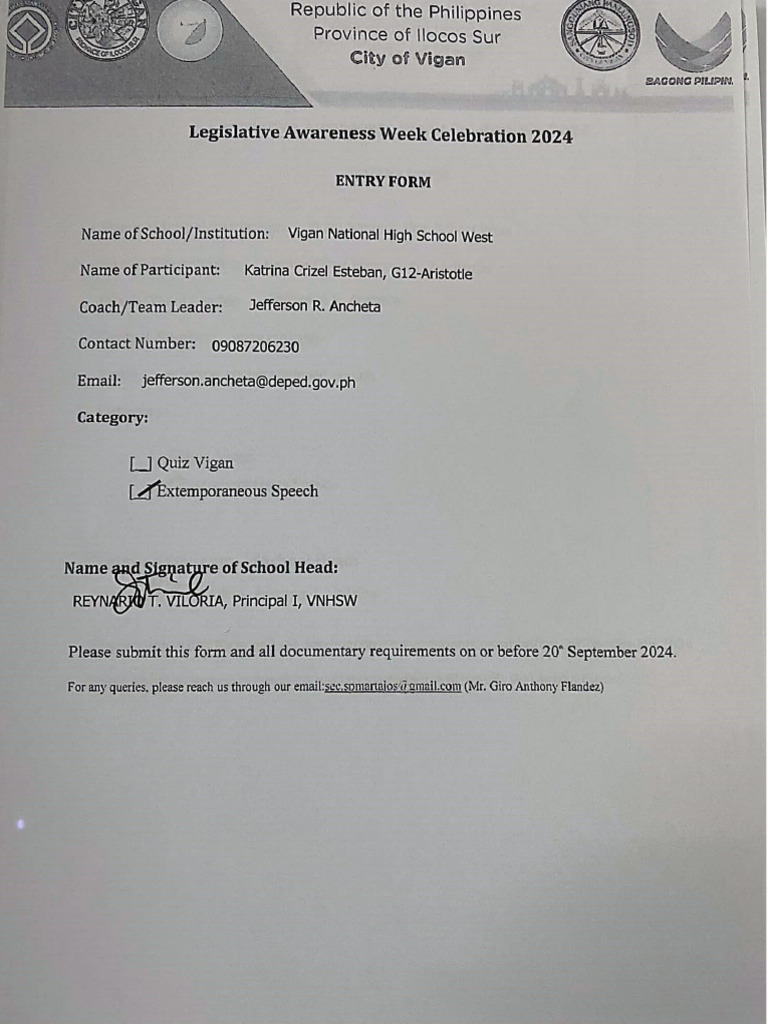 ENTRY FORM EXTEMPO VNHSW | PDF