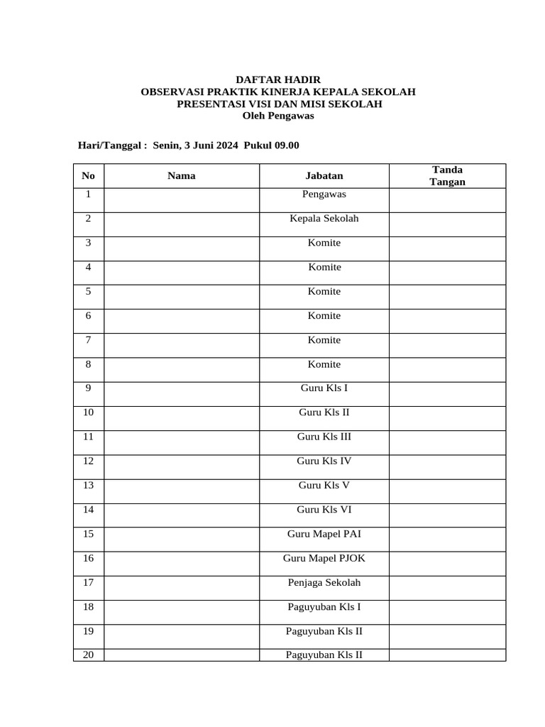 Daftar Hadir Peserta Seminar | PDF