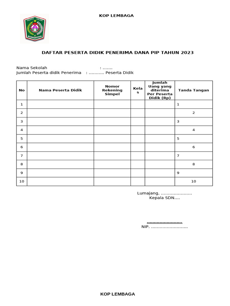 Surat Tanda Terima PIP | PDF