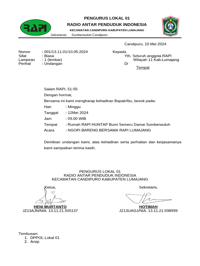 Undangan RAPI | PDF