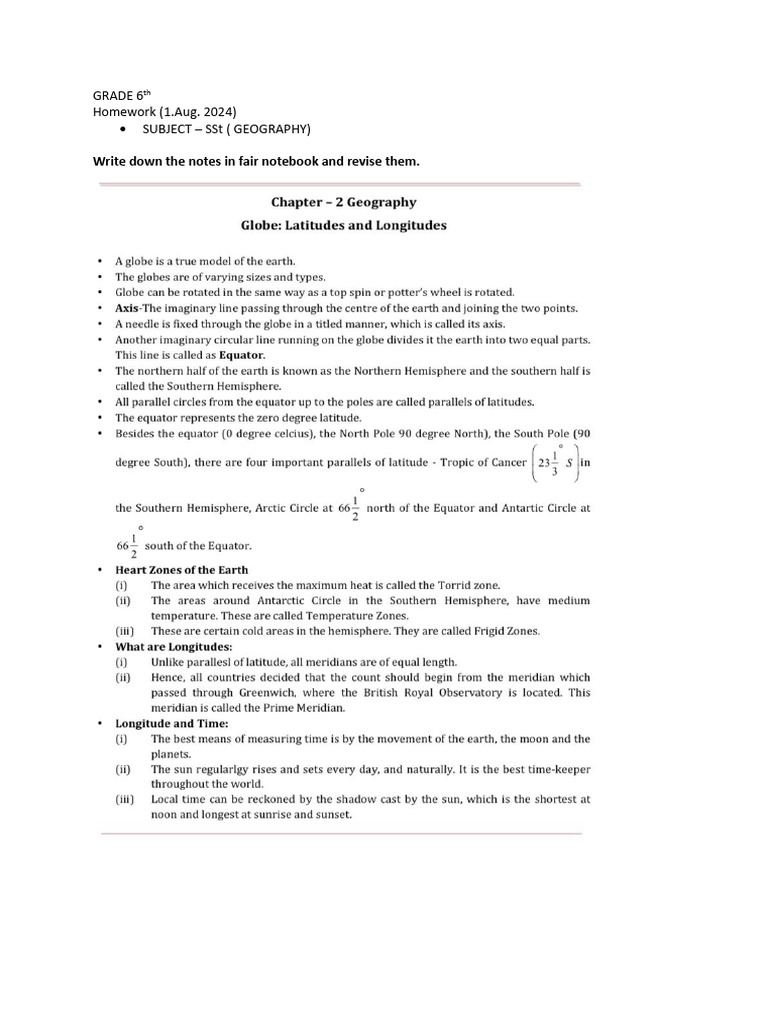 GRADE 6th HOMEWORK (1.aug. 2024) | PDF