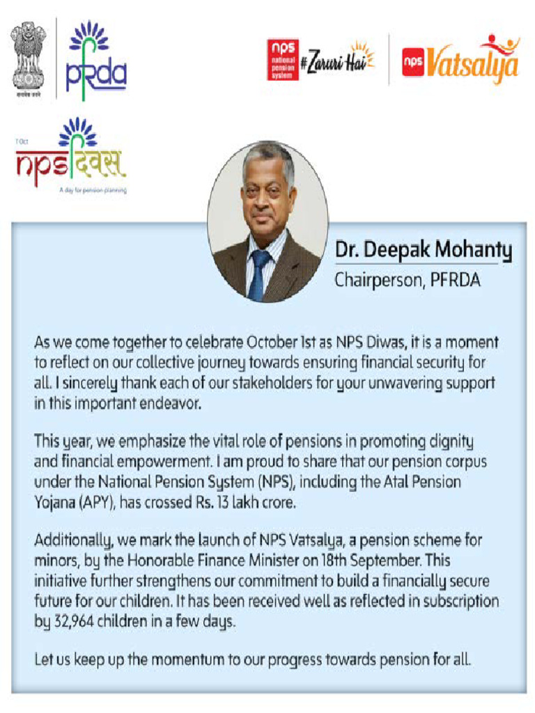 Chairperson Message On NPS Diwas - Compressed | PDF