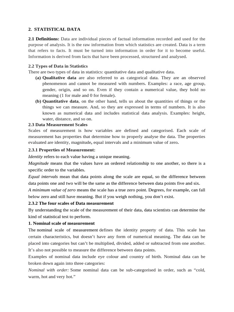 Collection and Handling Statistical Data | PDF