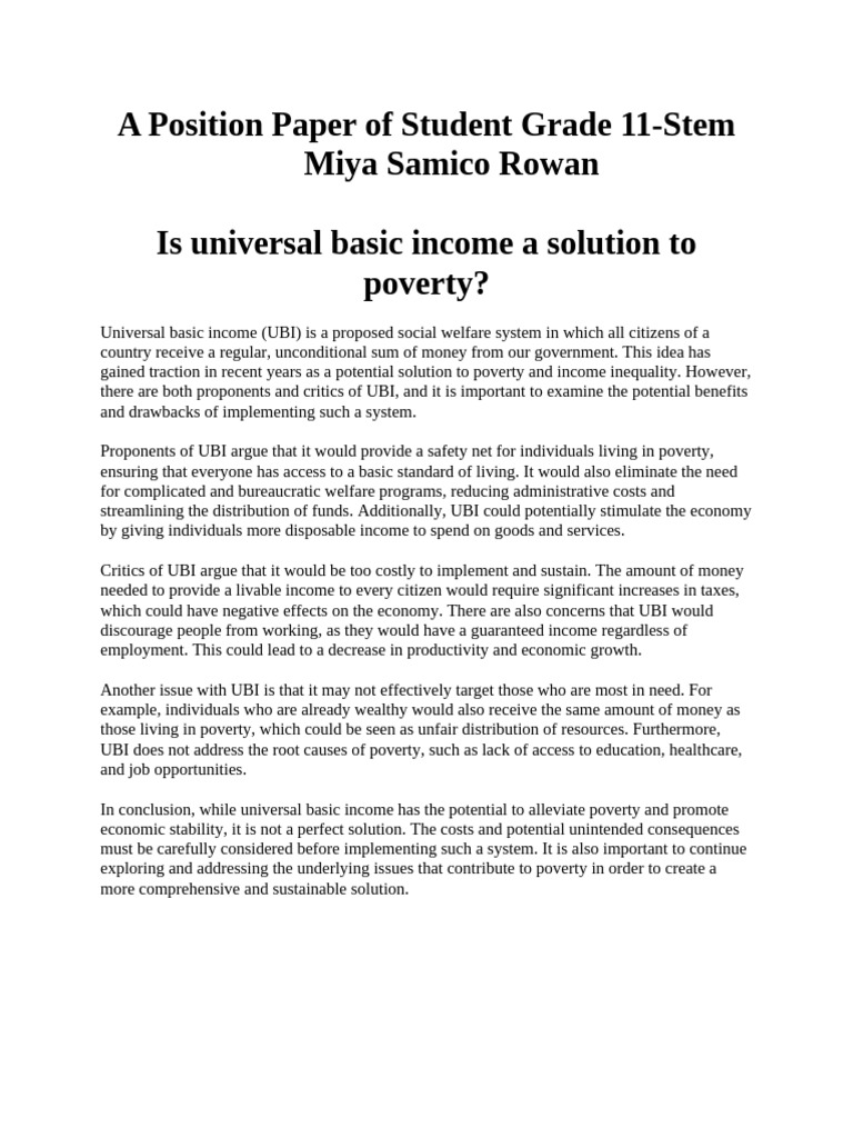 A Position Paper of Student Grade 11-Stem | PDF