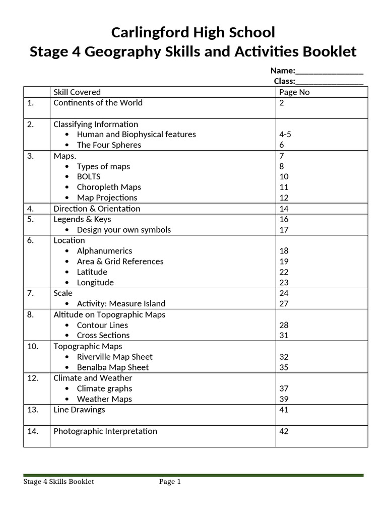 CHS Stage 4 Geography Skills 2020s | PDF