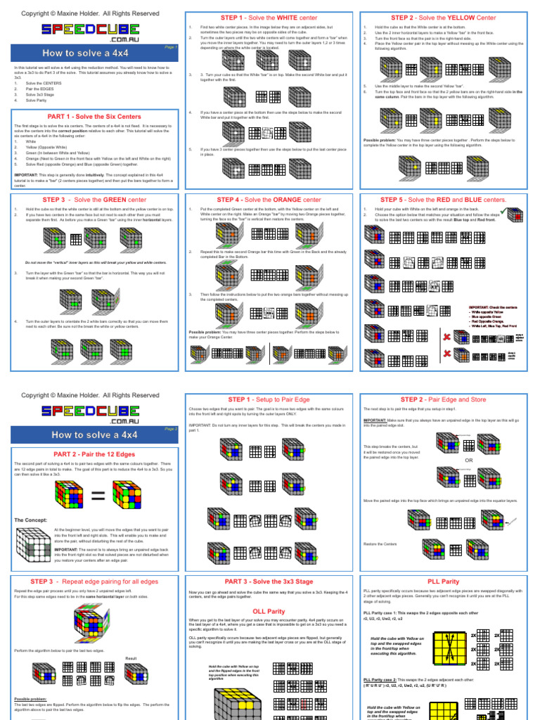 How To Solve The 4x4 Rubiks Cube 2023-A4 - FINAL | PDF