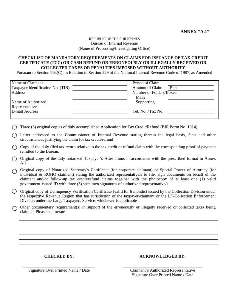 RMO 27 Annex A.1 - Checklist | PDF