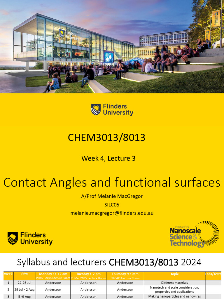 Week 4 Lecture 3 Contact Angles 2024 | PDF