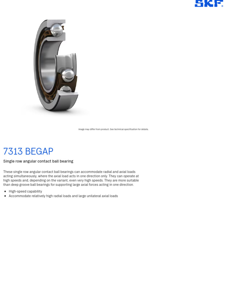 M C 172-7313 BEGAP - Angular Contact Ball Bearings - SKF | PDF