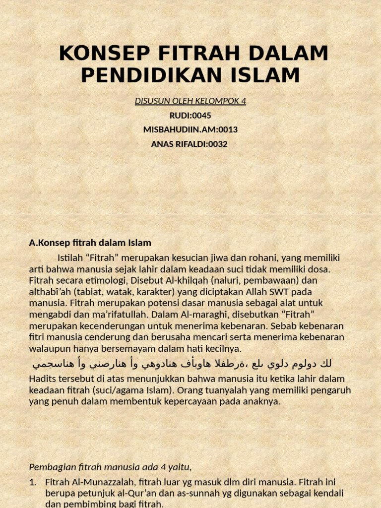 Konsep Fitrah Dalam Pendidikan Islam | PDF