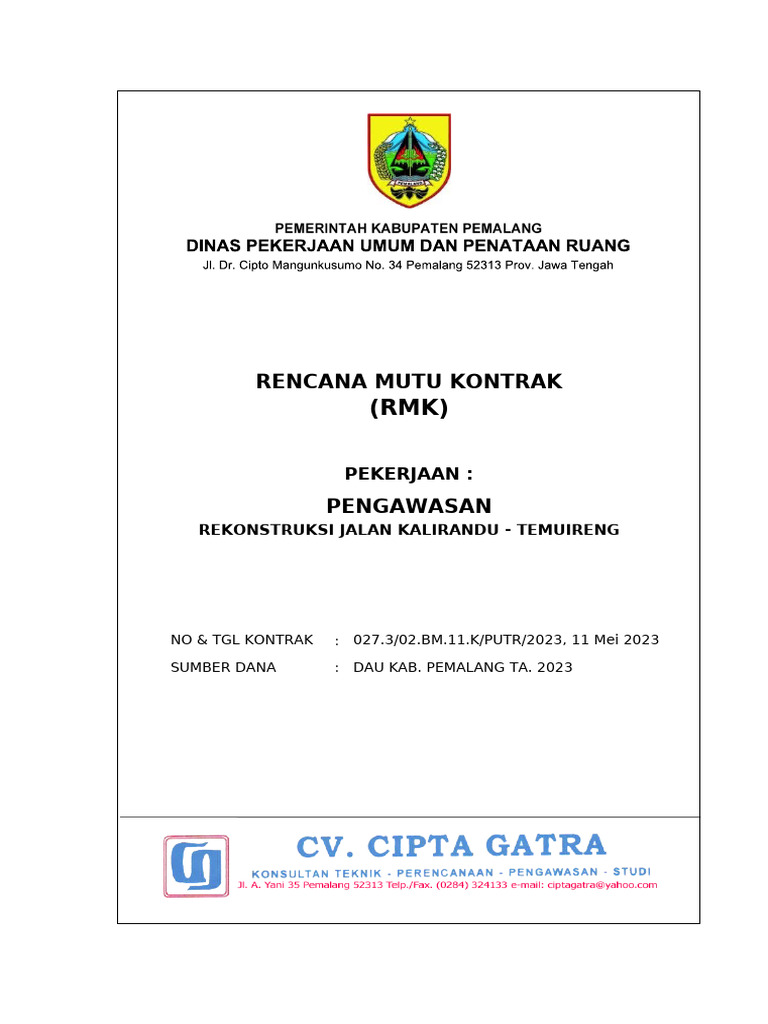 1) RMK Pengawas | PDF