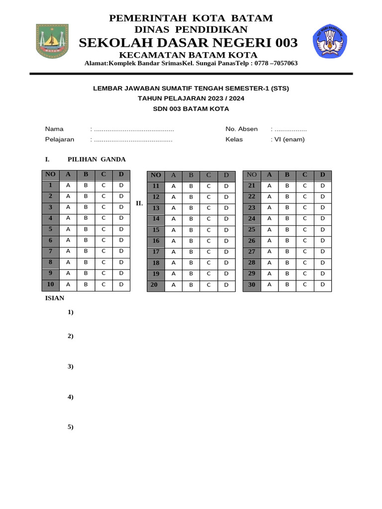 LJK Ulangan Harian | PDF