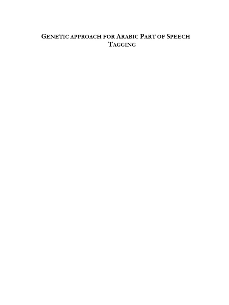 Genetic Approach For Arabic Part Of Speech Tagging Pdf Genetic Algorithm Language Arts