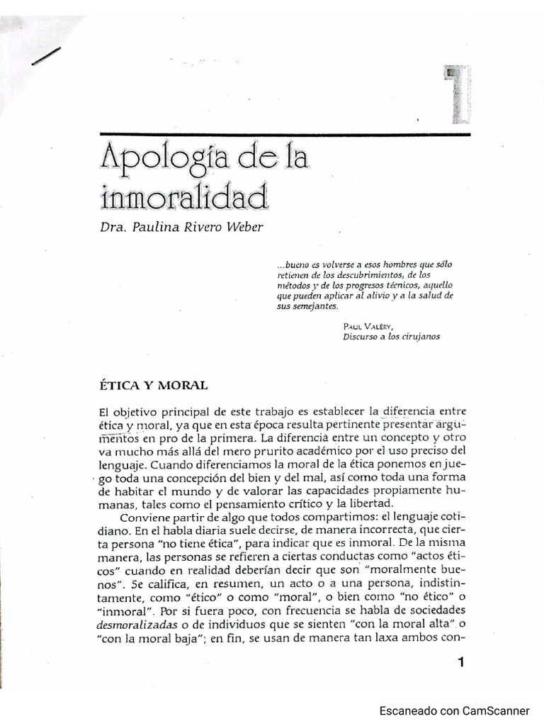 Apología de La Inmoralidad | PDF