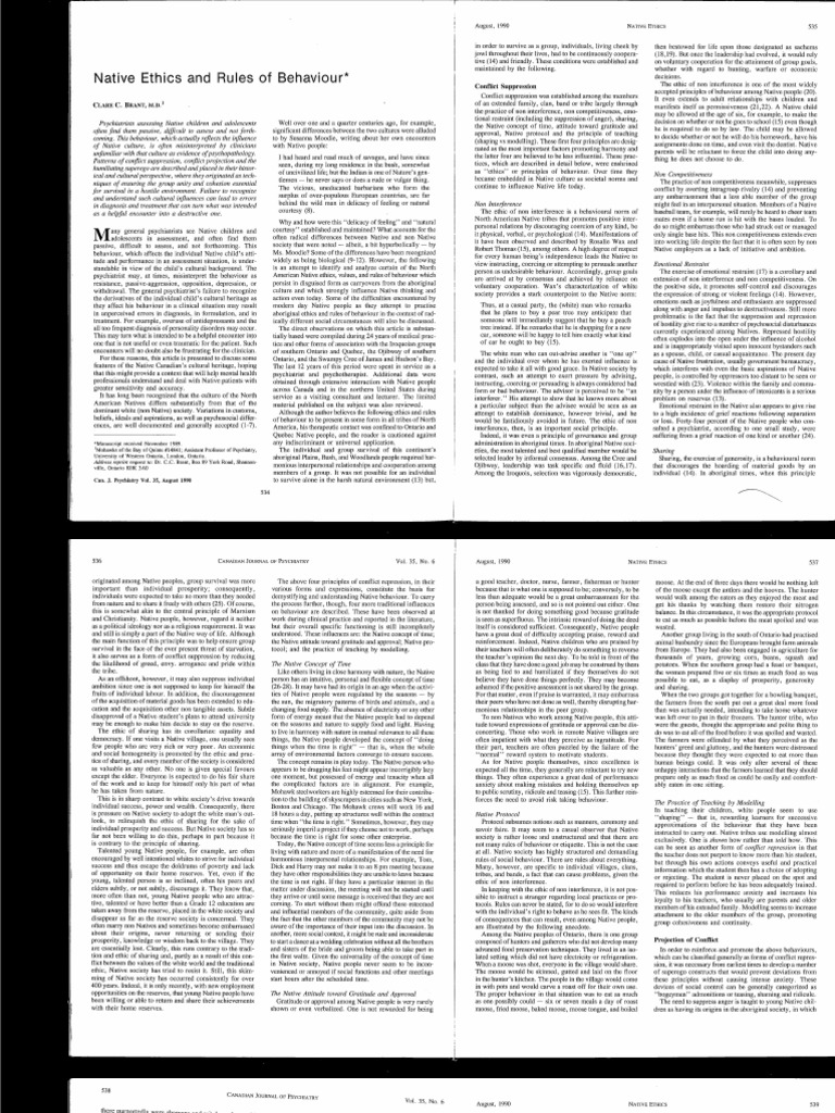Native Ethics and Rules of Behavior-1 | PDF