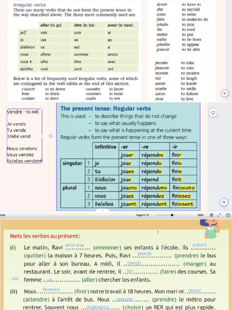 French Verbs Conjugation Revision | PDF