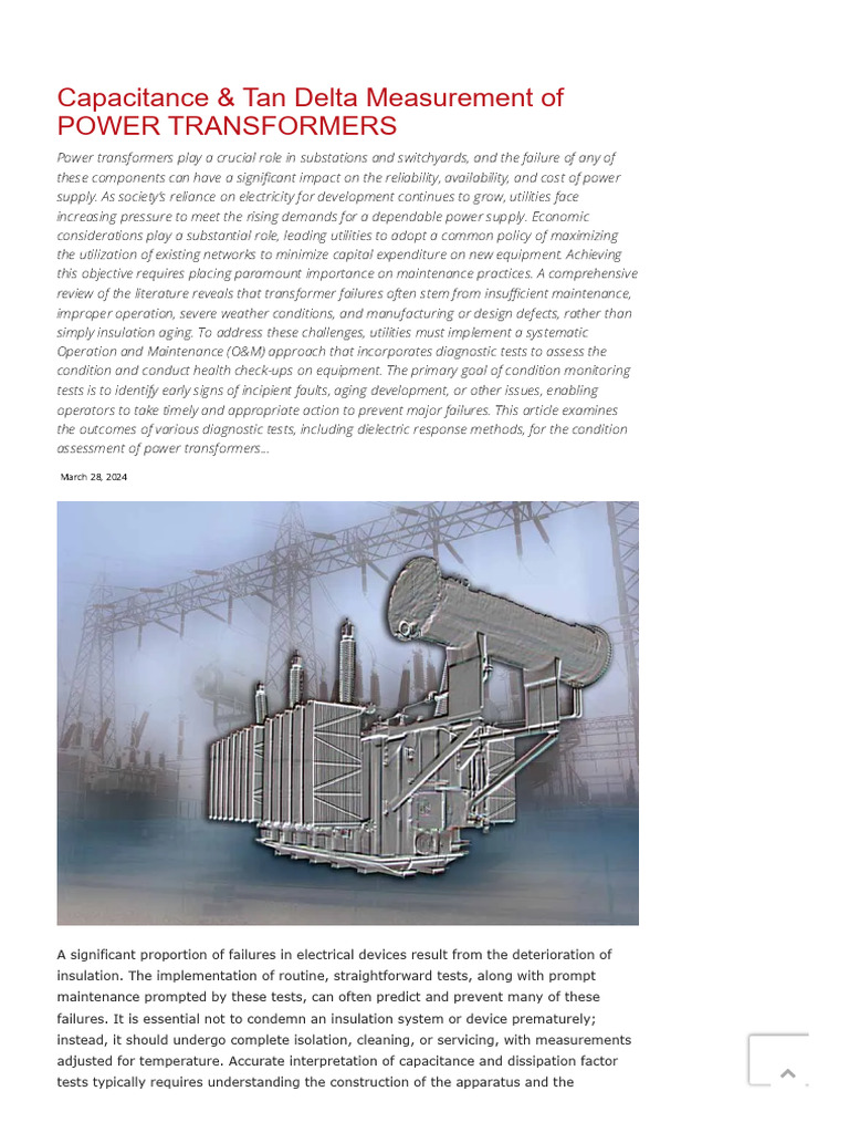 Capacitance & Tan Delta Measurement of POWER TRANSFORMERS - Electrical ...