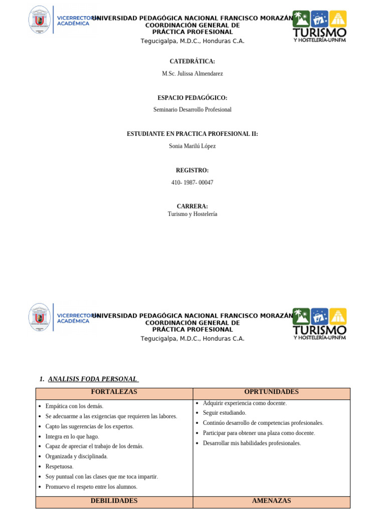 Analisis FODA Personal Sonia | PDF