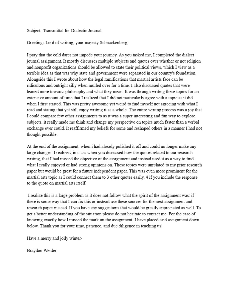 Dialectic Journal | PDF