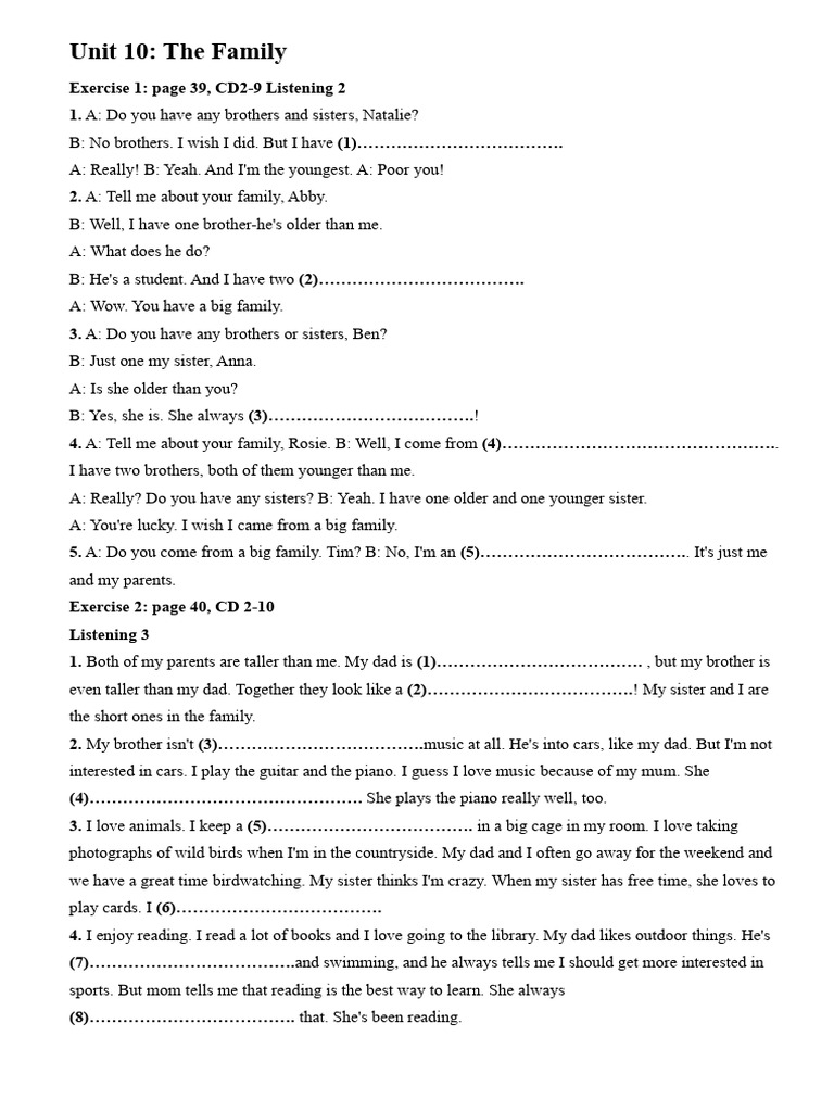 Unit 10 - Family Scripts | PDF