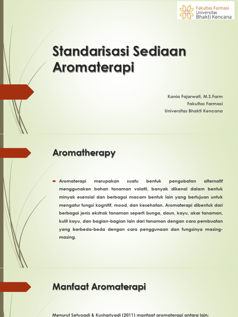 SBA Teori - Standarisasi Sediaan Aromaterapi | PDF