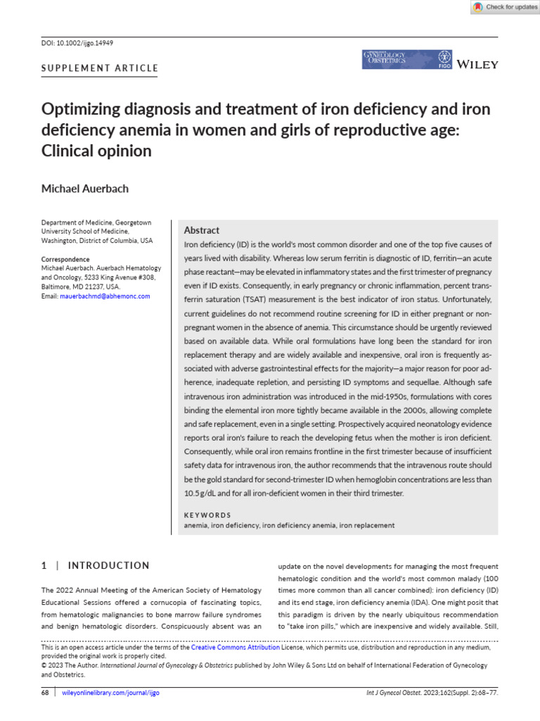 Intl J Gynecology Obste - 2023 - Auerbach - Optimizing Diagnosis and ...