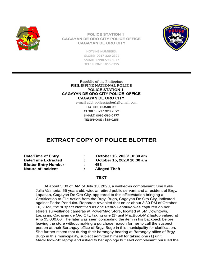 FINAL EXTRACT BLOTTER (2) | PDF FINAL EXTRACT BLOTTER (2) | PDF