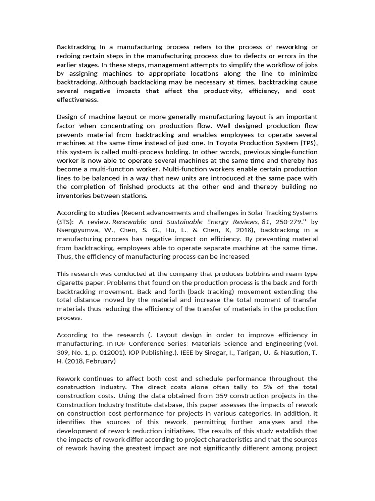 Backtracking in A Manufacturing Process Refers To | PDF