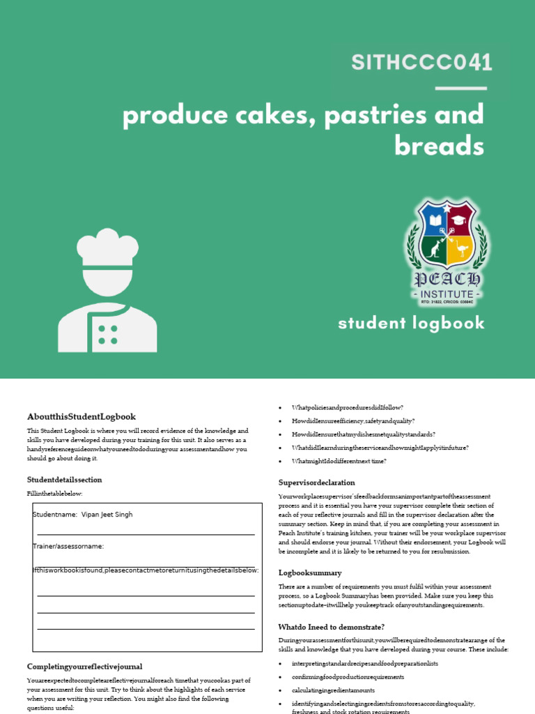 SITHCCC041 - Student Logbook | PDF