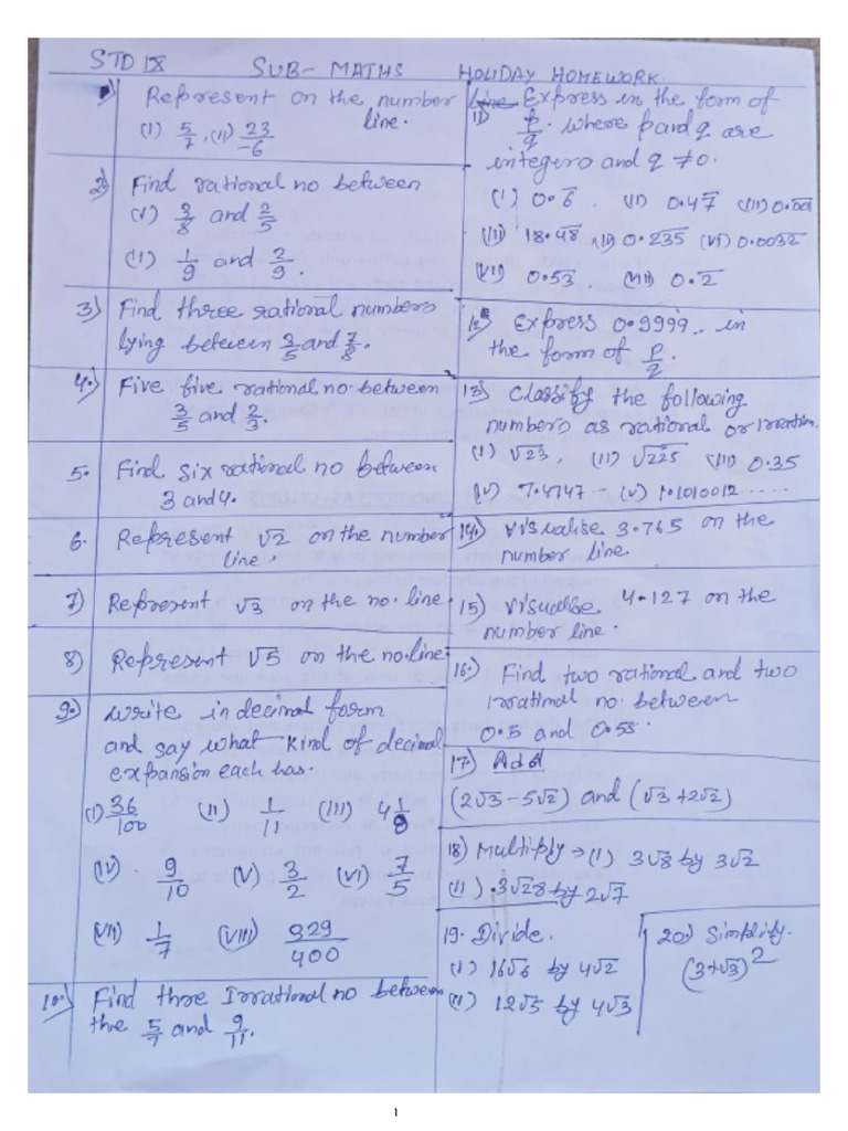 STD X Summer Holiday Assignment | PDF