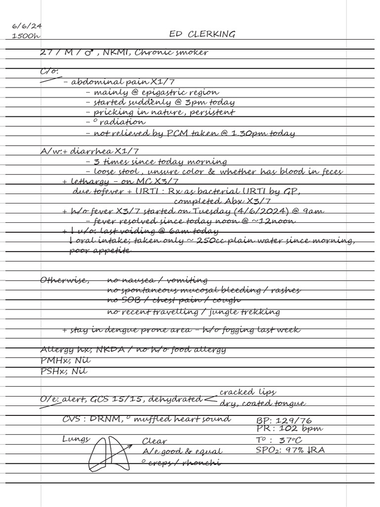 Medical Clerking ED (Dengue) 060624 | PDF