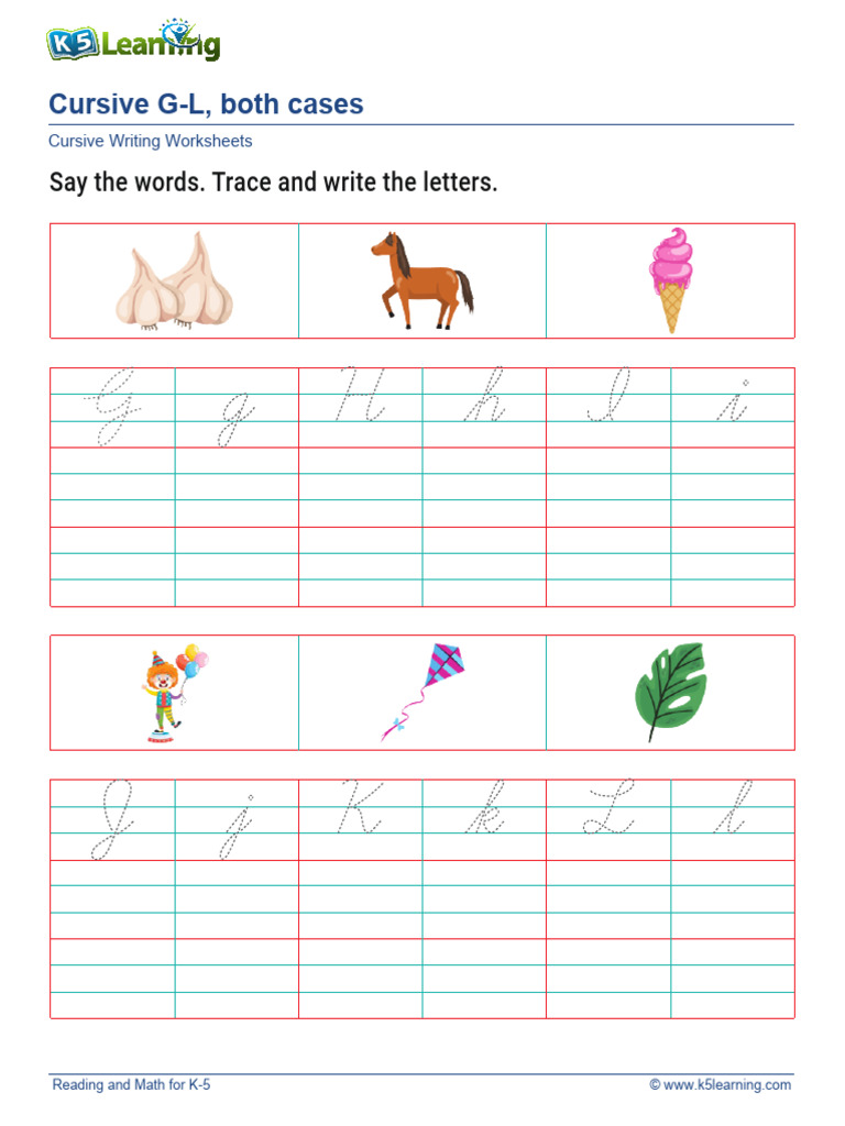 Cursive Letters G L | PDF