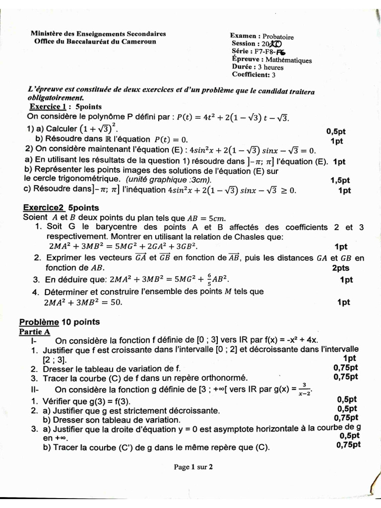 Épreuves Maths f8 Zizou | PDF