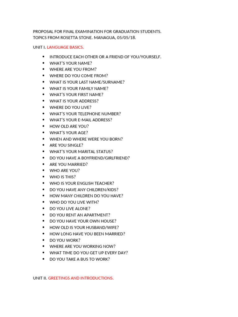 Topics From Rosetta Stone | PDF