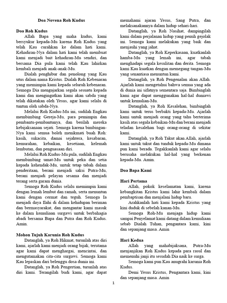 Doa Novena Roh Kudus | PDF