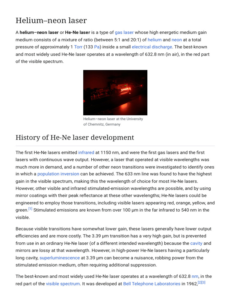 Helium-Neon Laser | PDF