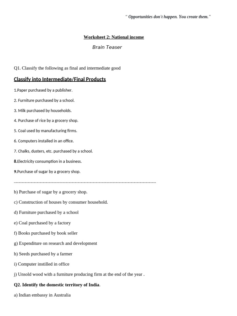 Worksheet 3 IC, Final Goods | PDF | Computers