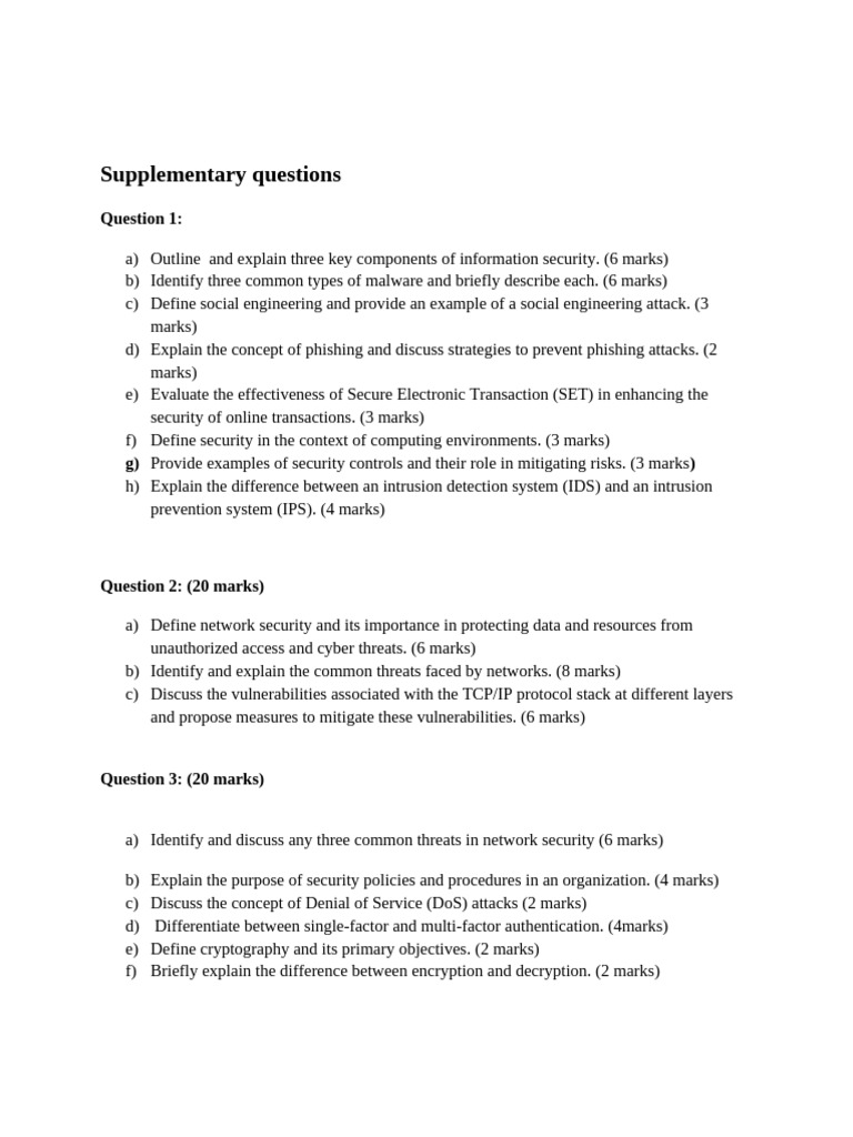 Supplementary Questions | PDF