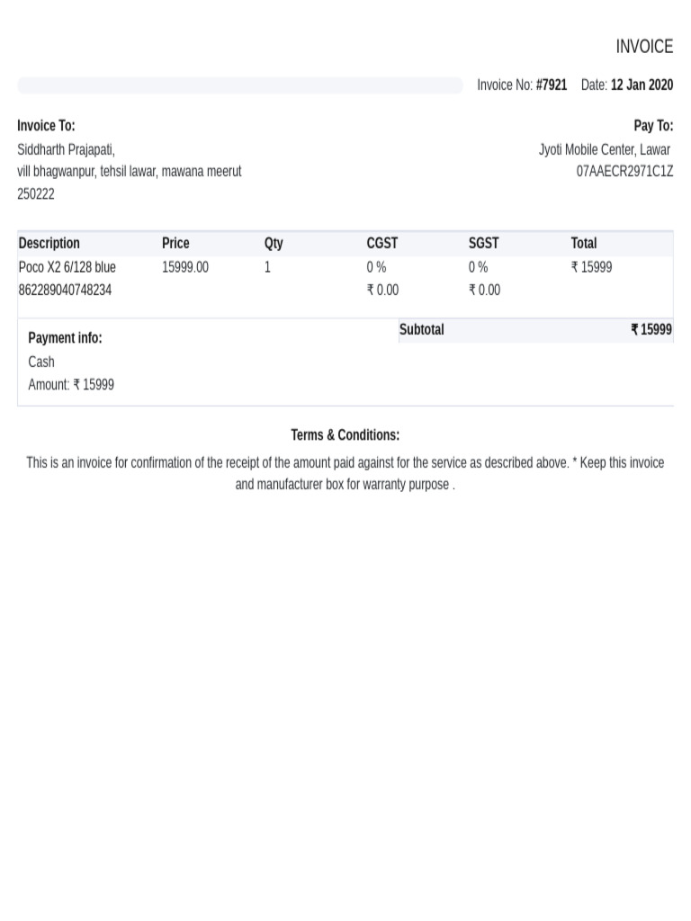E-Commerce Invoice Template 3 | PDF