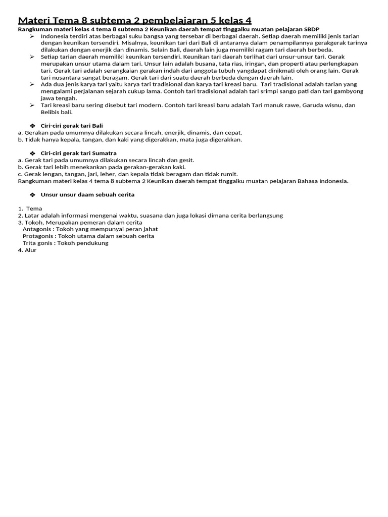 Materi Tema 8 subtema 2 pembelajaran 5 kelas 4 | PDF