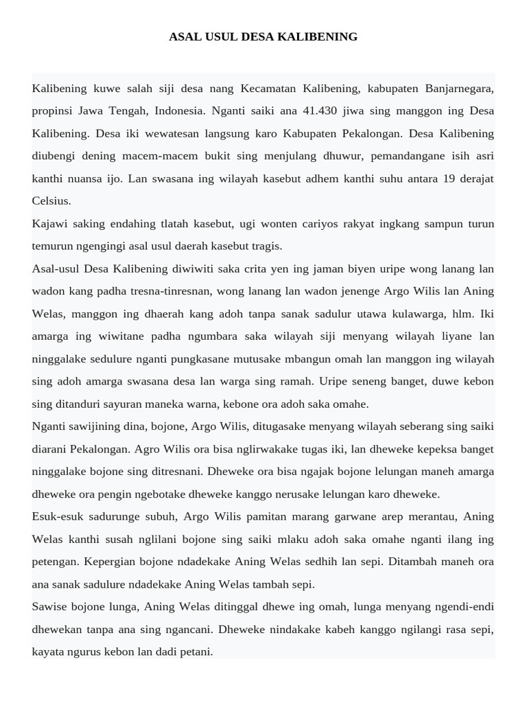 Asal Usul Desa Kalibening | PDF