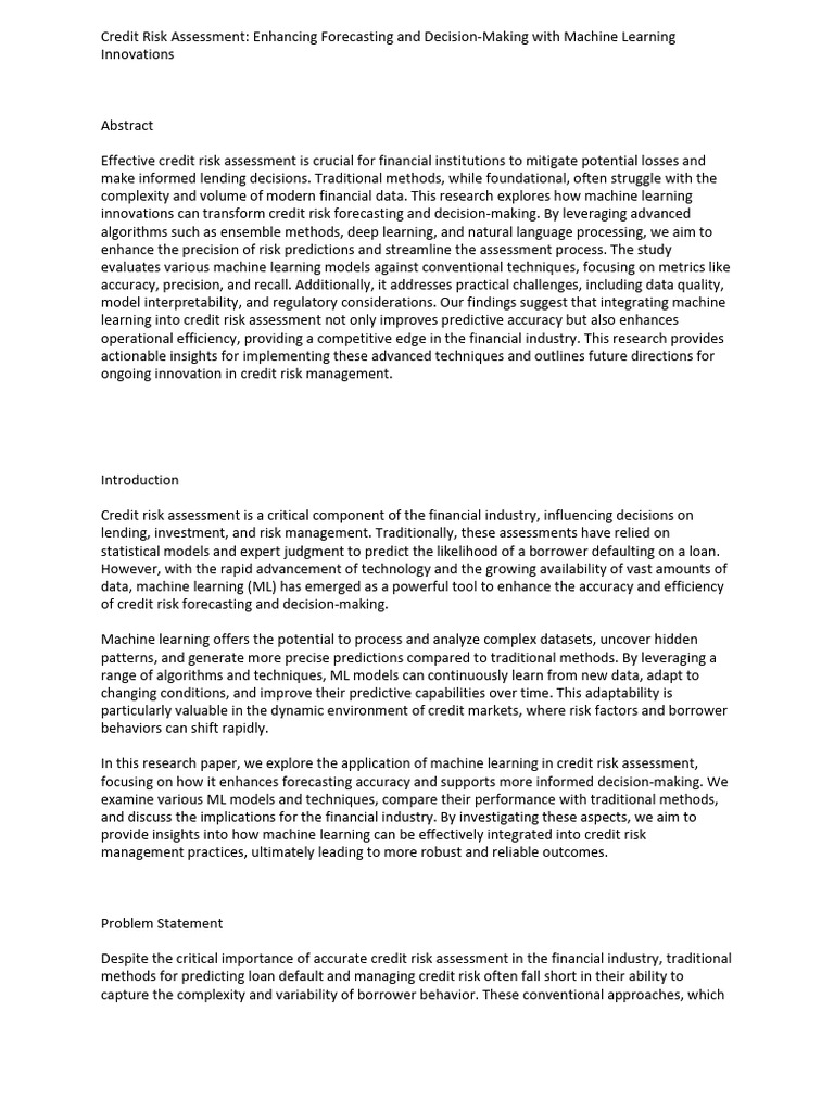 Credit Risk Assessment Minor Project | PDF