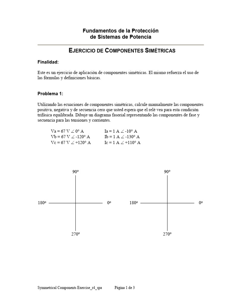 04c - Symmetrical Components Exercise - r4 - Spa | PDF