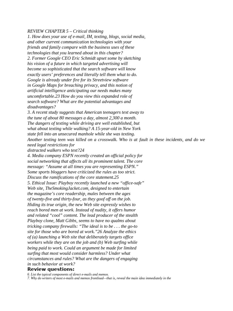 Review Chapter 5 | PDF