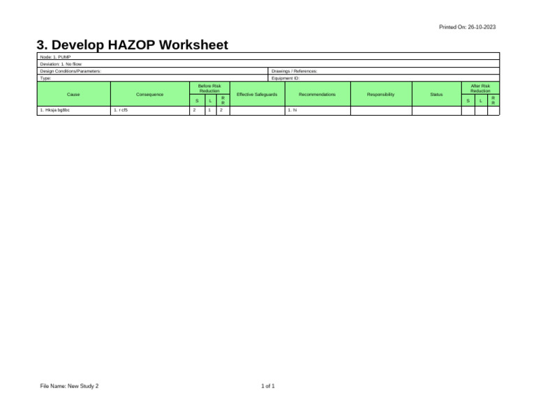 3 Develop HAZOP Worksheet | PDF