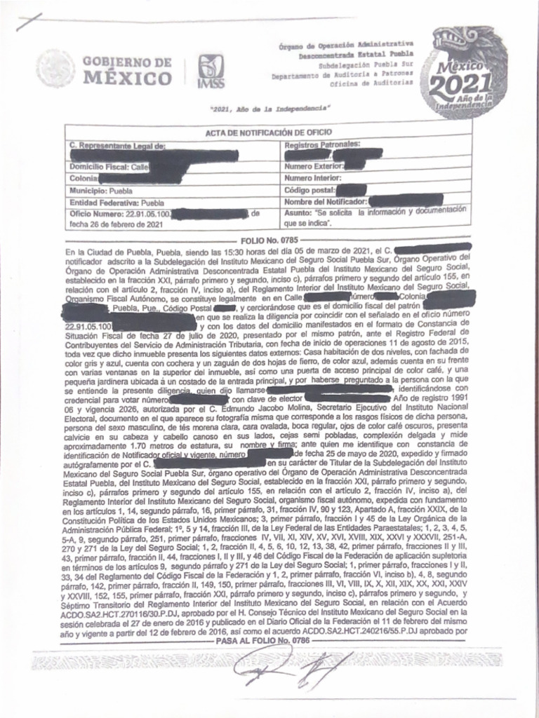 Acta de Notificación de Oficio | PDF