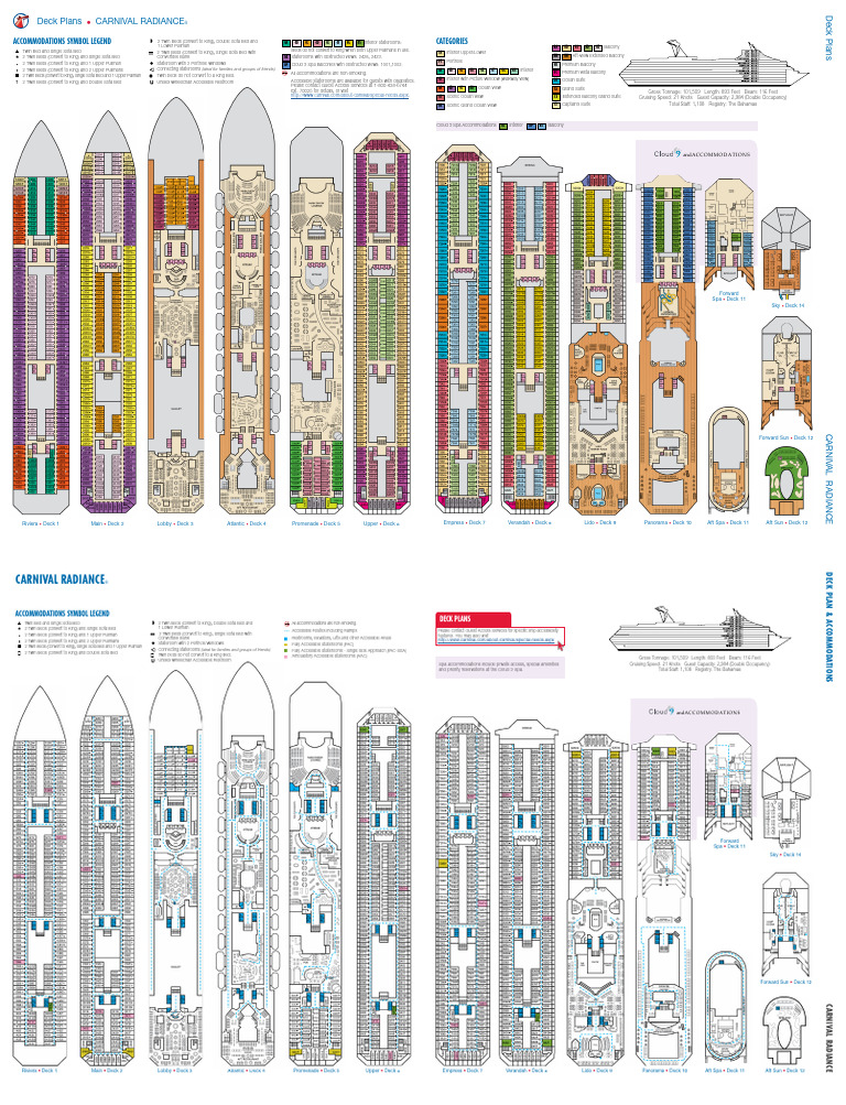 Carnival Radiance Deck Plan PDF | PDF | Deck (Ship) | Ships