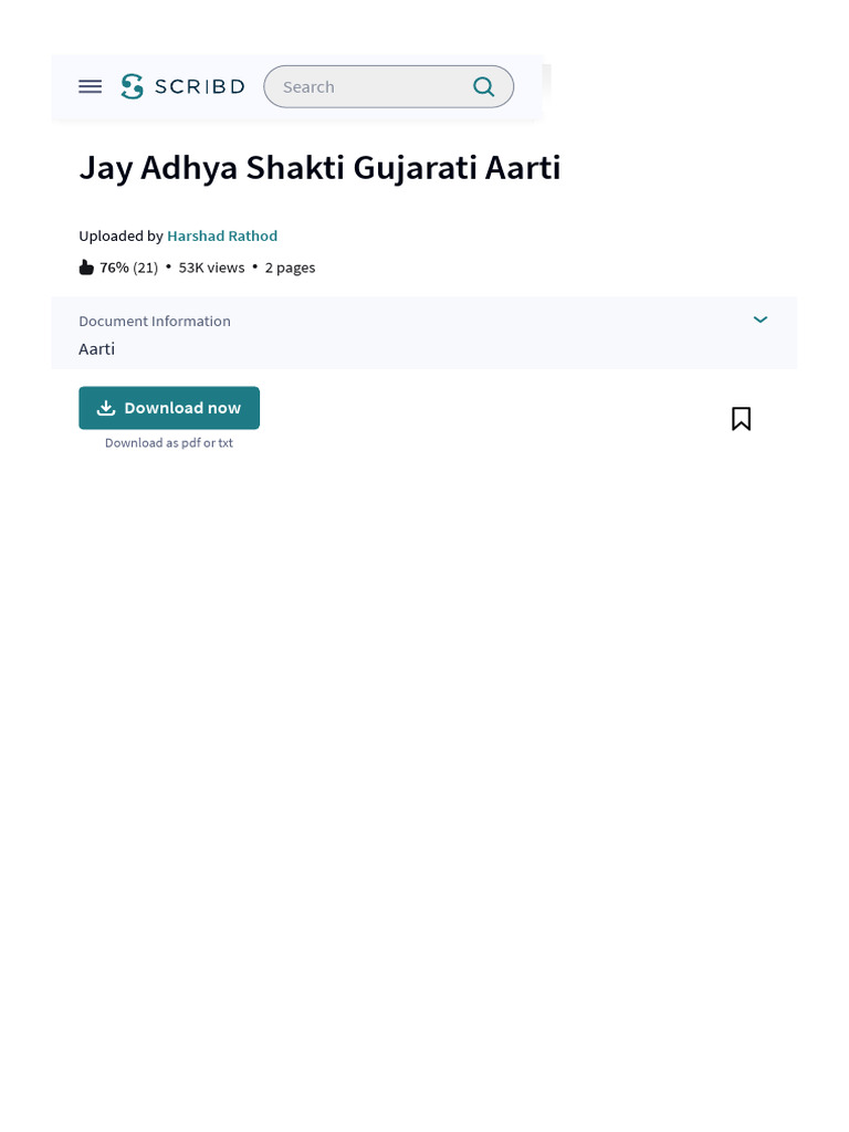 Jay Adhya Shakti Gujarati Aarti - PDF | PDF